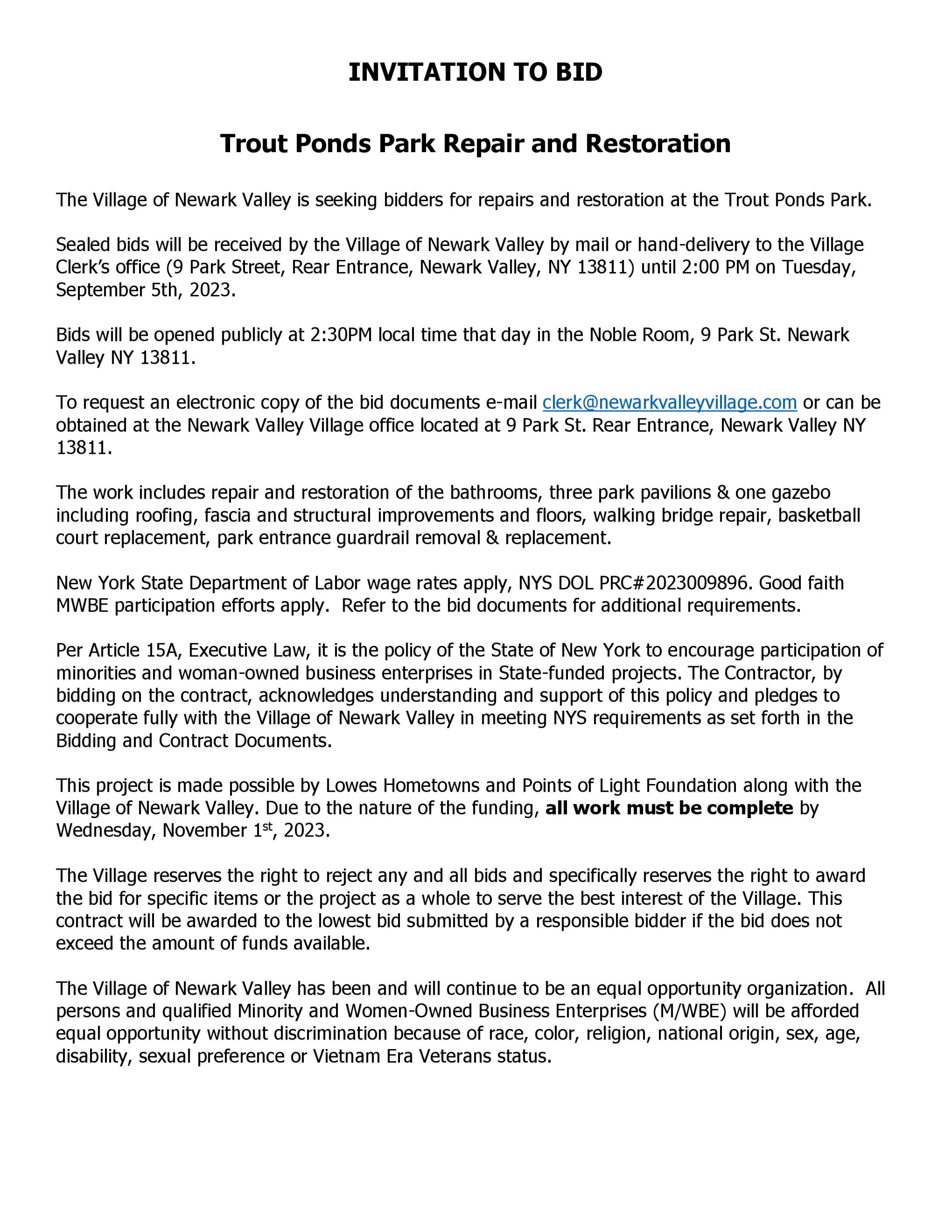 Village of Newark Valley - Tioga County - New York